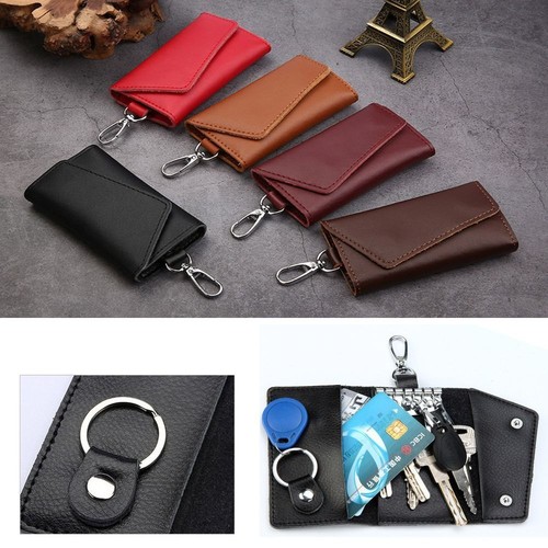 Women Leather Keychain Pouch Handbag Car Key Pack Card Holder Key Bag ...