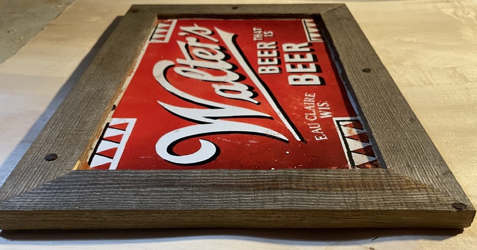 Walter's Beer Sign Framed In Old Barnwood - 14 1/2" X 10 3/8" | eBay