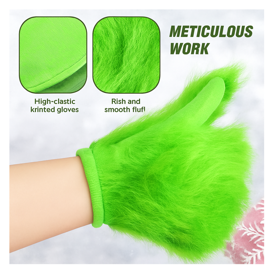 Pick Valley Green Monster Furry Gloves for Christmas Halloween Cosplay ...
