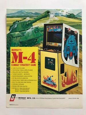 1977 Midway M-4 Tank Arcade Game Flyer - Near Mint Condition | eBay