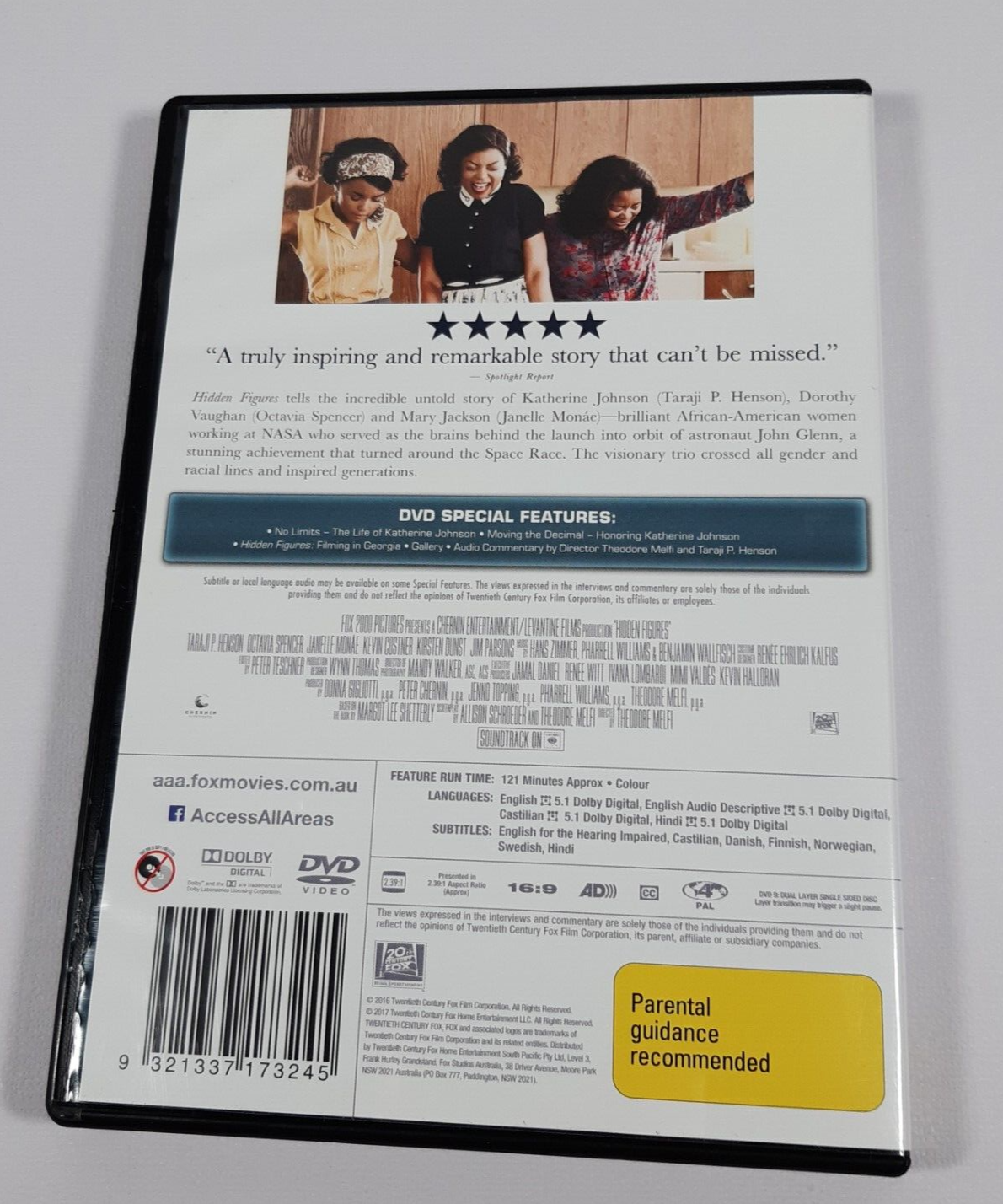 Hidden Figures Movie PAL PG DVD R4 VGC Octavia Spencer | eBay