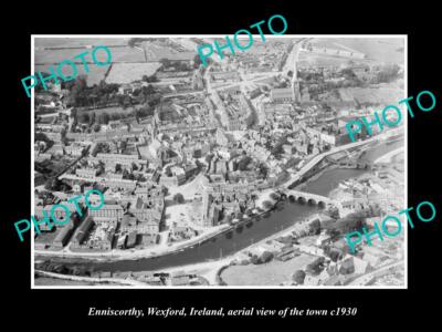 OLD 8x6 HISTORIC PHOTO OF ENNISCORTHY IRELAND AERIAL VIEW OF THE TOWN ...