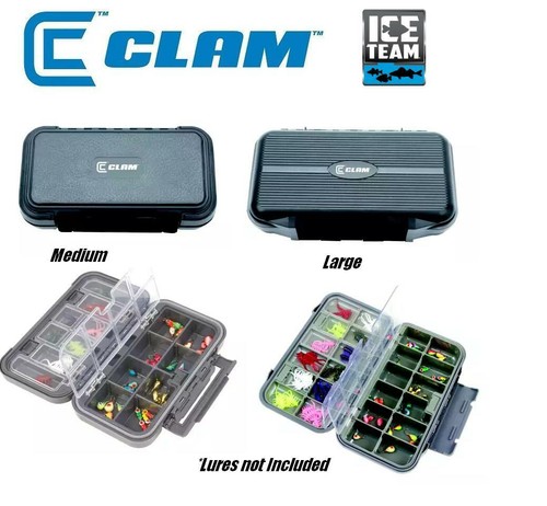 Clam Dual Tray Water Proof Jig Box Ice Fishing Tackle Box (Select Size ...