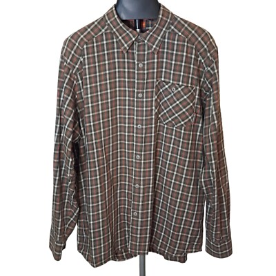 Merrell Shirt Mens XL Long Sleeve Plaid Brown Gray Red Good Condition ...