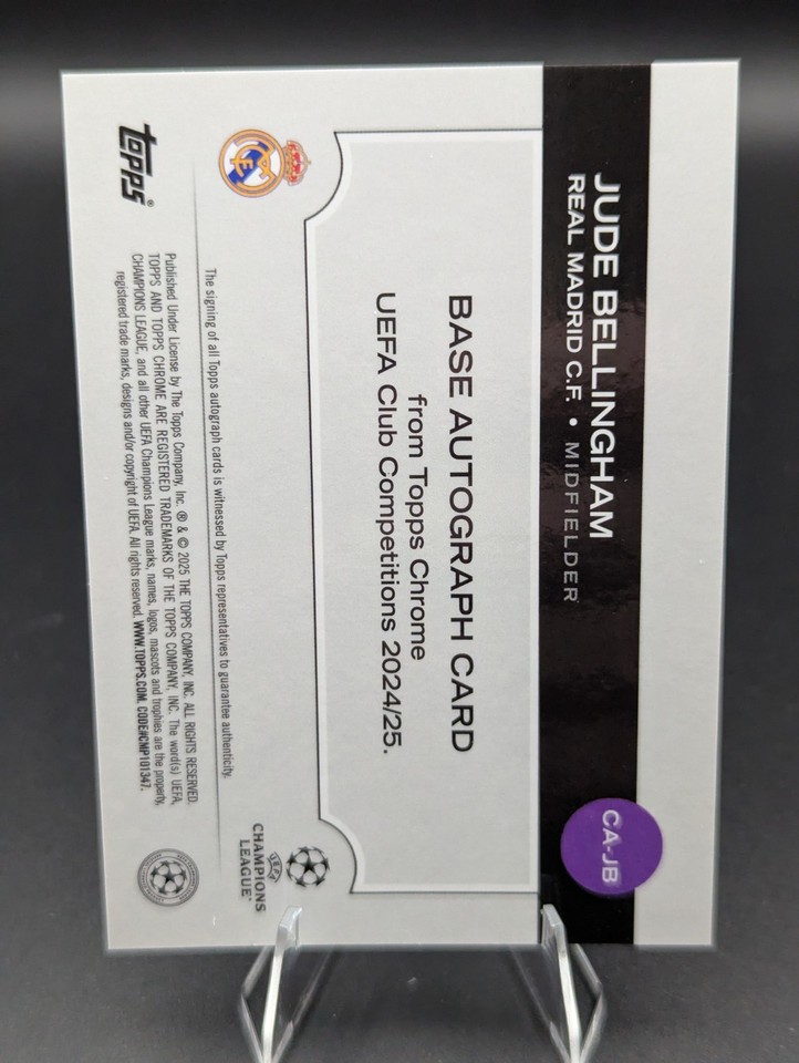 Jude Bellingham Autograph Orange Lava 14/25 - 2024-25 Topps Chrome UEFA ...