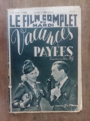 Film Magazine Complete Paid Holidays Duvales Leon Belieres & Palau 1939 ...