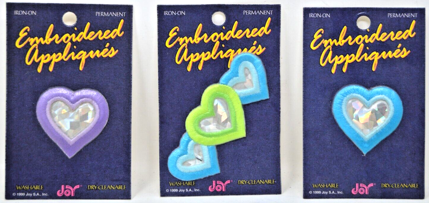 Lot of 3 Joy Iron on Embroidered Appliques Patches Mixed Designs ...