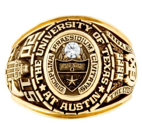 2Round Simulated University Texas Austin Aggie REPLICA Ring 14k Yellow ...