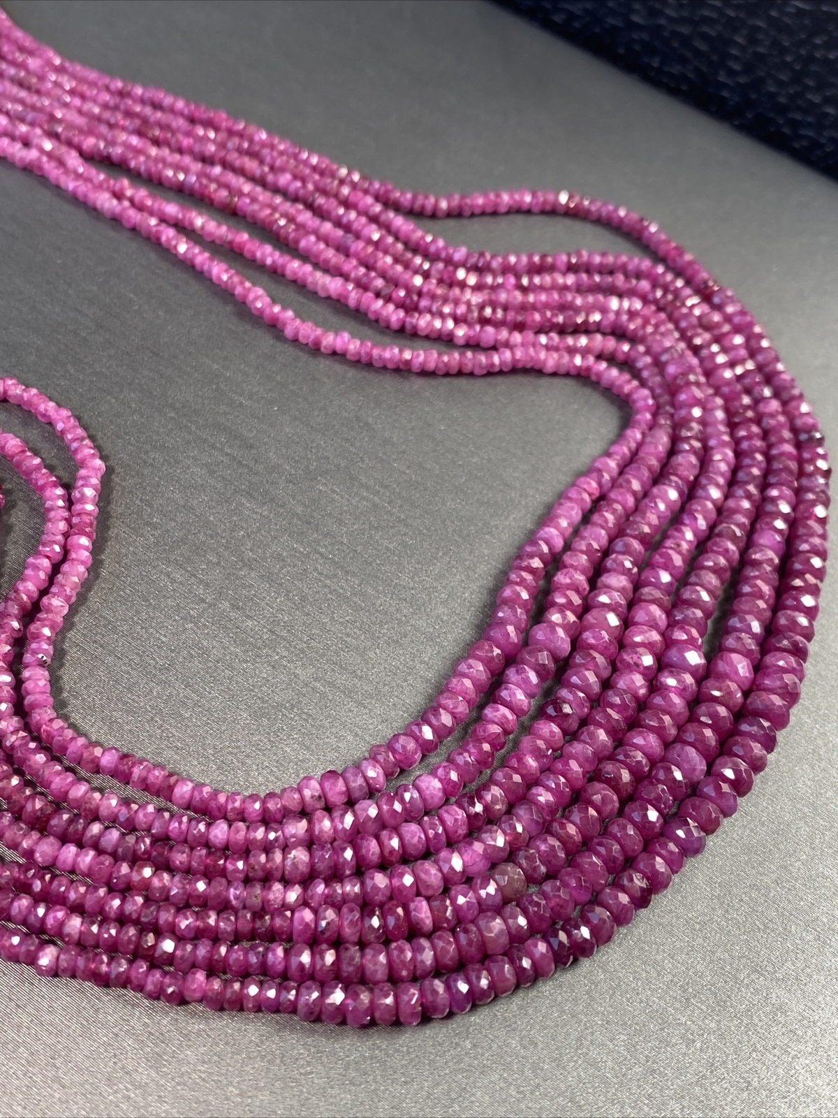 Natural Faceted Ruby Multi Strand Necklace Graduated Rondelle Beads 70 ...