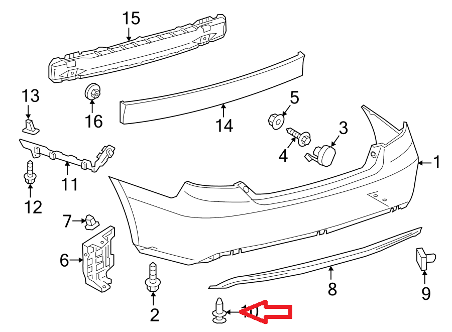 15 - 18 TOYOTA CAMRY FRONT & REAR BUMPER GRILLE RETAINER PIECE CLIP QTY ...