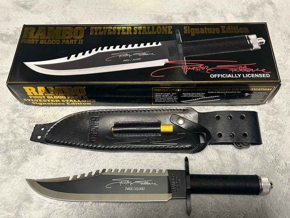 RAMBO Replica Knife FIRST BLOOD 1,2,3 Sylvester Stallone Signature ...