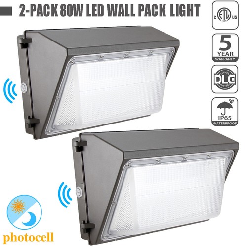 2 PACK 80W LED Wall Pack Light With Photocell Outdoor Security Area ...