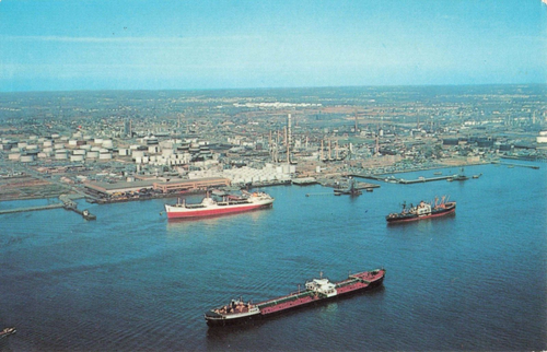 Postcard Aerial Port Marcus Hook Delaware River Oil Refineries ...