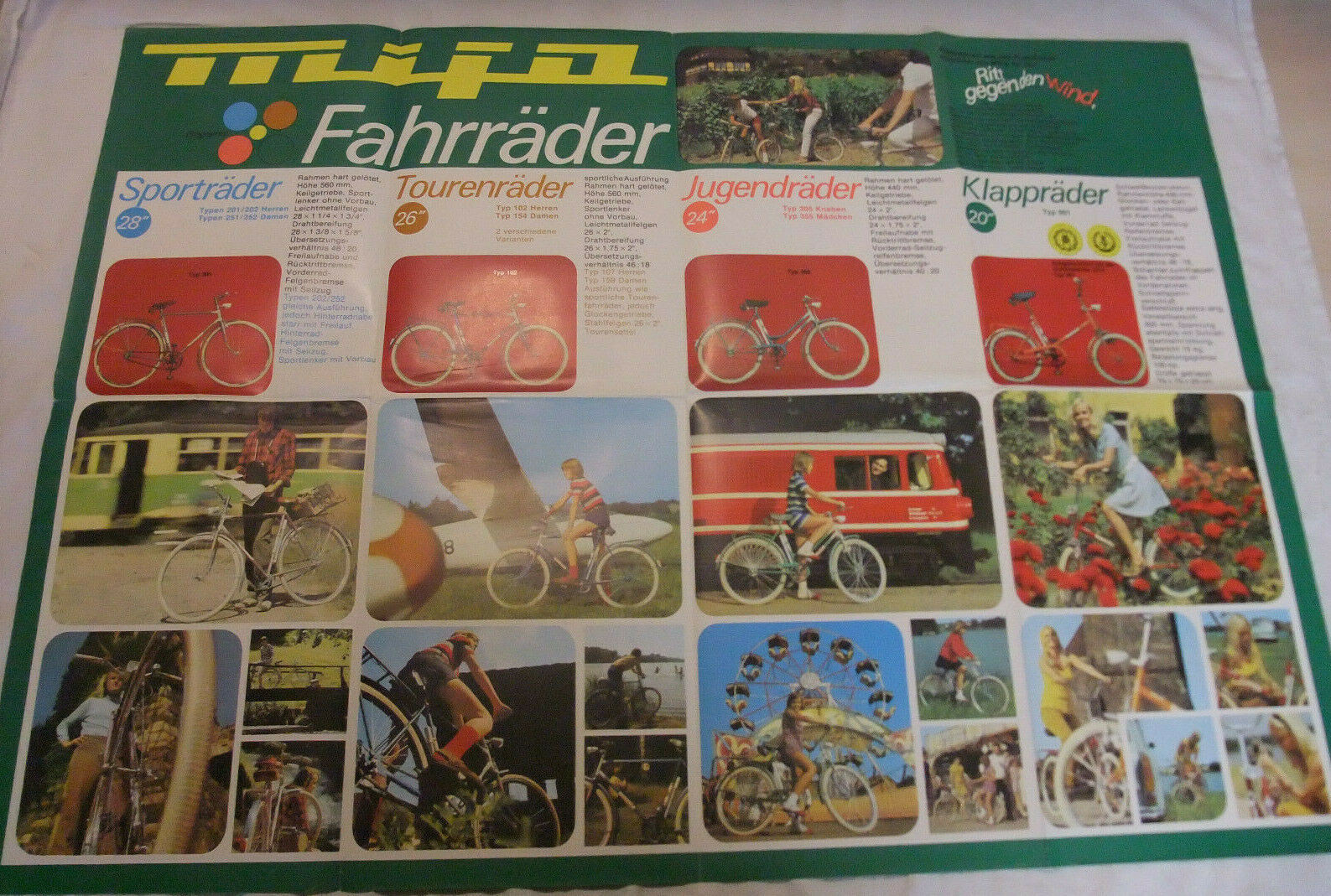 DDR mifa Fahrräder Programm 1973 16 Seiten DinA4 Faltblatt Farbig ...