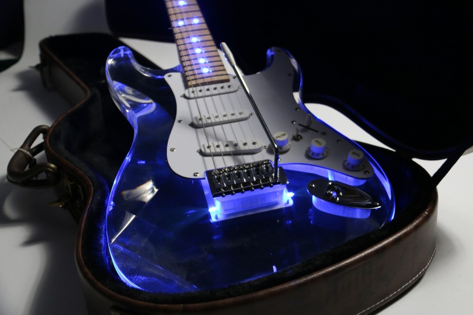 LED Light Electric Guitar Frets Light Guitar Acrylic Body Crystal Free ...