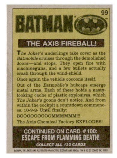 1989 Topps Batman Series One The Axis Fireball! #99 | eBay