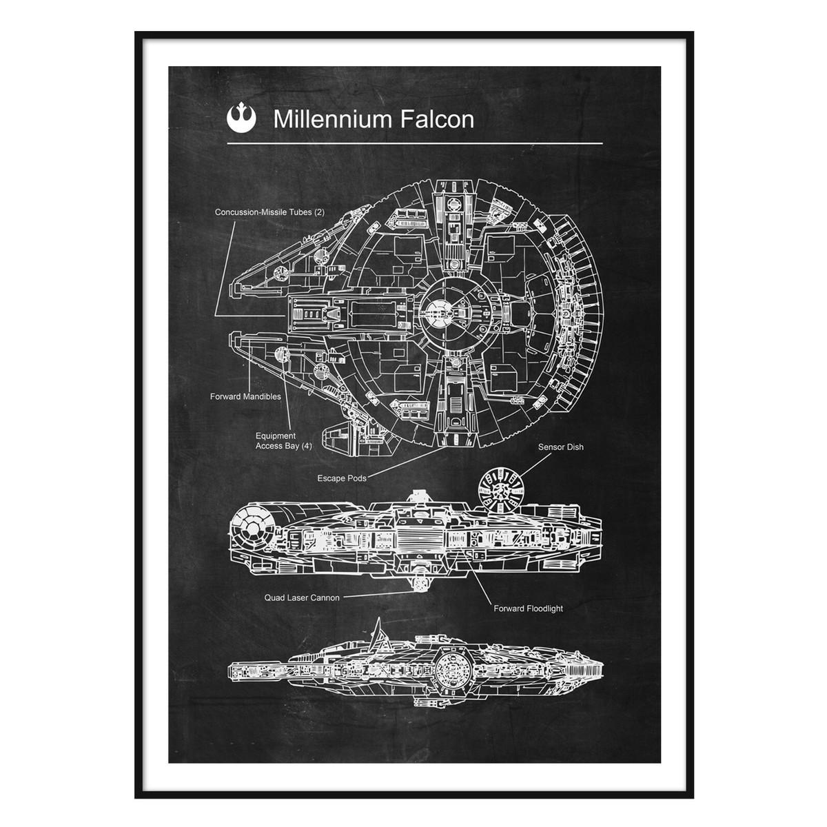 Millennium Falcon Blueprint Poster
