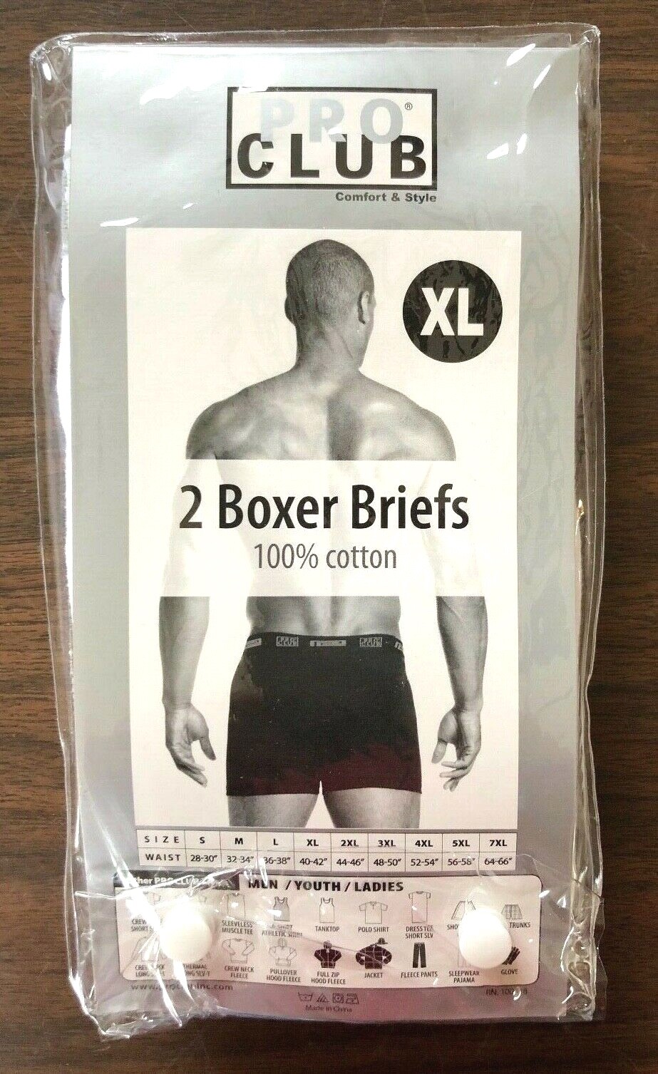 Pro Club Mens Boxer Briefs 100% Cotton White 2 Briefs Package NEW Sizes ...