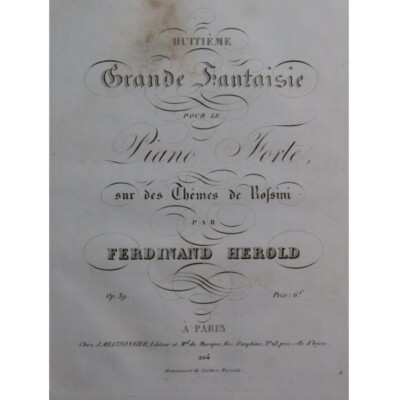 Herold Ferdinand Grande No 8 Rossini Op 39 Piano ca1826 | eBay