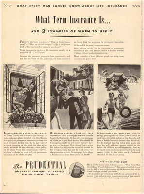 1942 WW2 era AD The PRUDENTIAL INSURANCE CO. 3 examples why needed ...