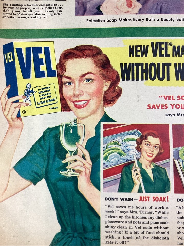Pretty Girl Smile Palmolive Soap Print Ad 1952 Atlanta AJC VEL Dish ...