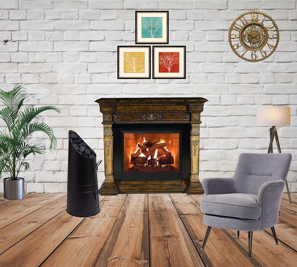 Heavy Duty Anthracite 23" Coal Hod,Bucket Scuttle Black Galvanized | eBay UK