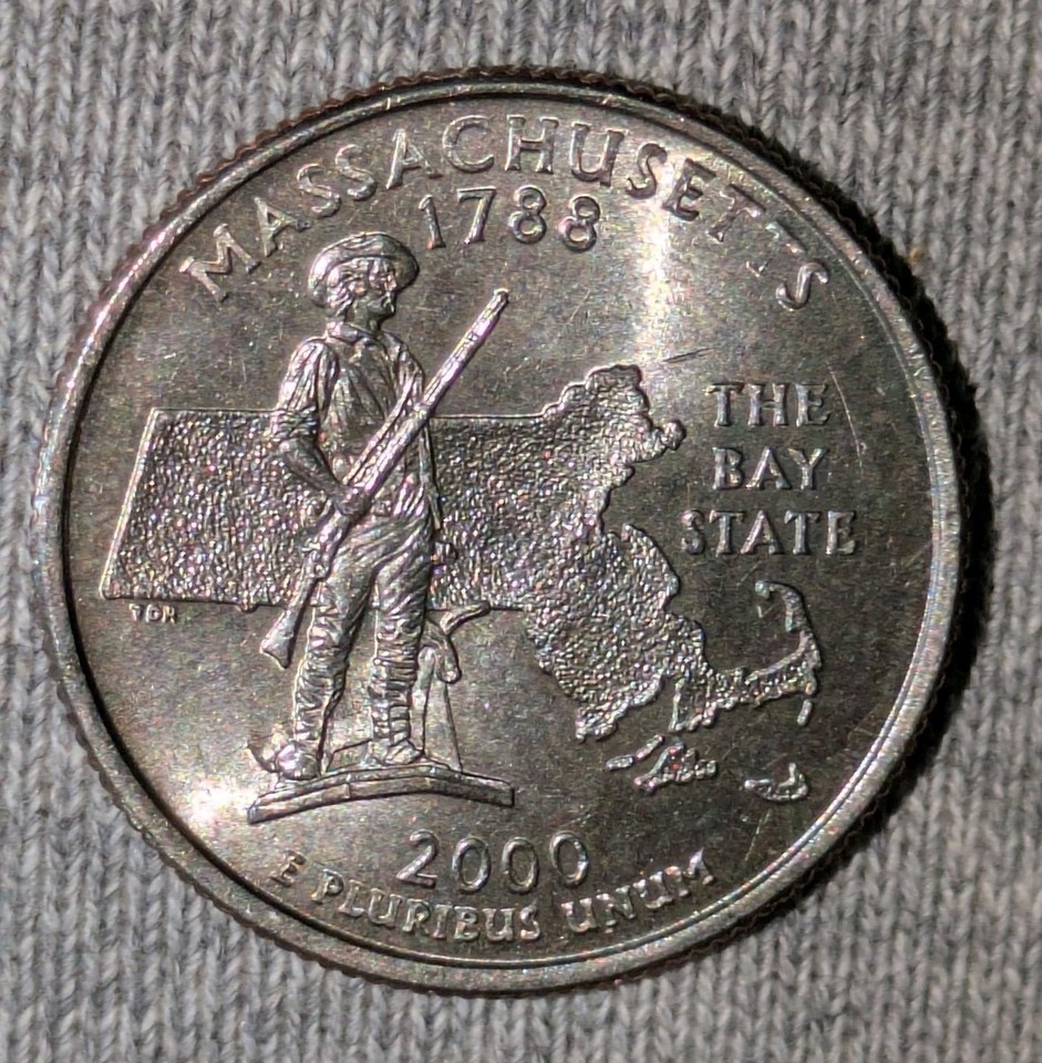 2000-P 25c Massachusetts State Quarter Extra Shiny Excellent Condition ...