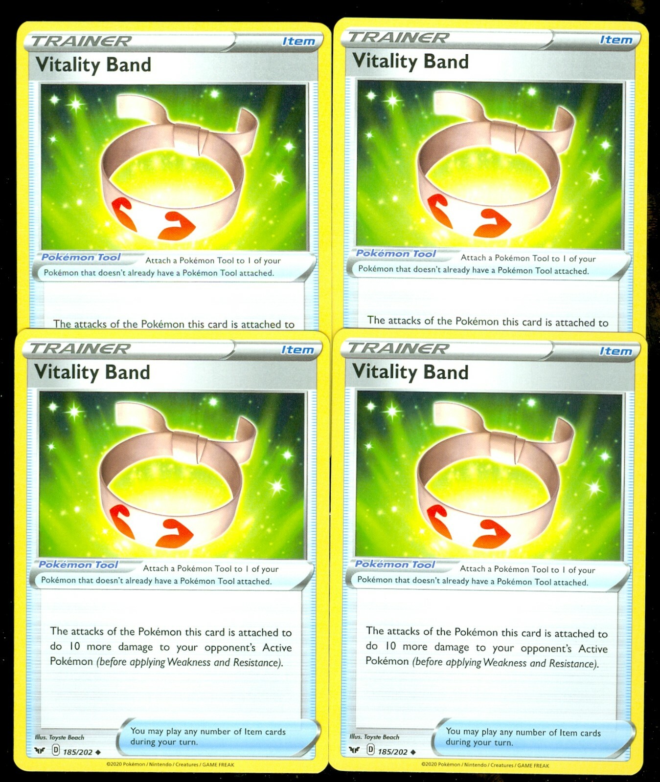 Pokemon VITALITY BAND 185/202 Sword & Shield - - MINT 4X | eBay