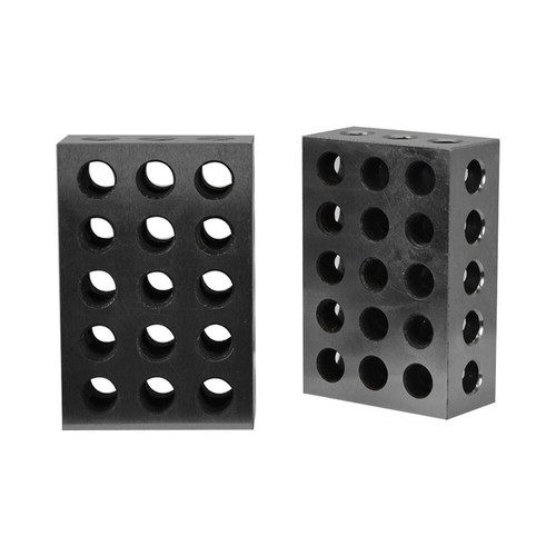 2 PC 1-2-3 Blocks 25-50-75mm Precision Blocks 23 Holes Parallel ...
