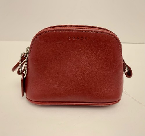 COACH VINTAGE RED LEATHER SMALL ZIP POUCH COIN OR MAKEUP CASE EUC | eBay