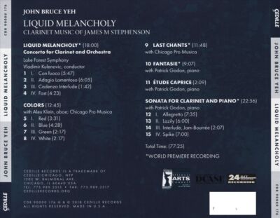 JOHN BRUCE YEH LIQUID MELANCHOLY: CLARINET MUSIC OF JAMES M STEPHENSON ...