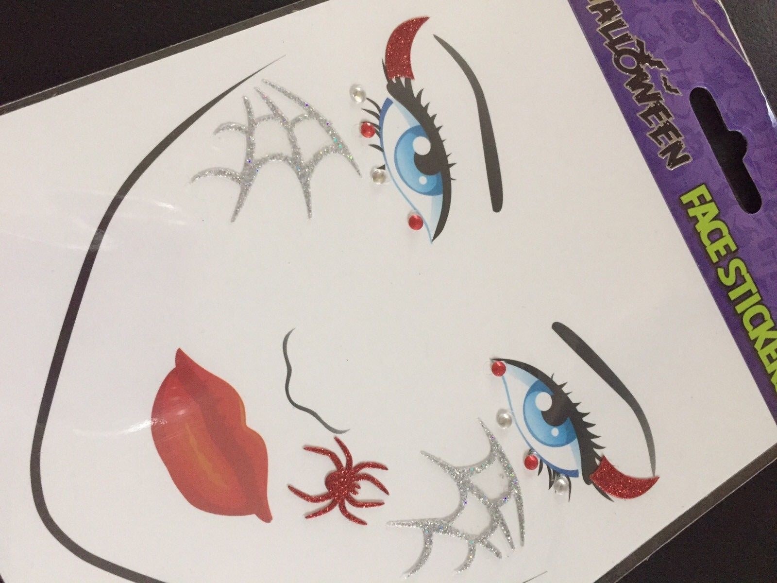 Halloween Glitter Face Tattoo Stickers Gem Fancy Dress Make Up Body Art ...