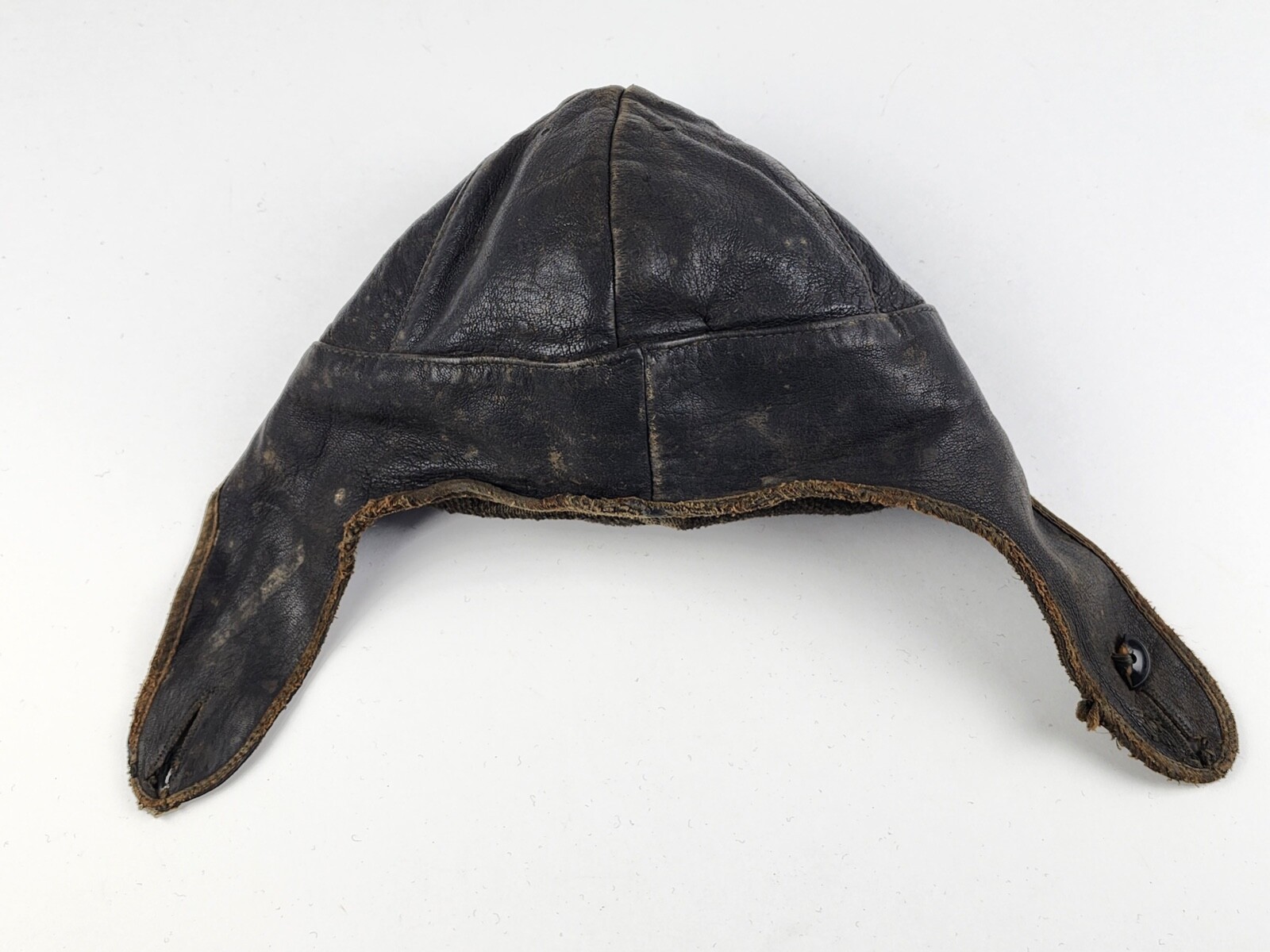 WWII era Pilot Aviator Leather Cap Helmet wool lining… - Gem