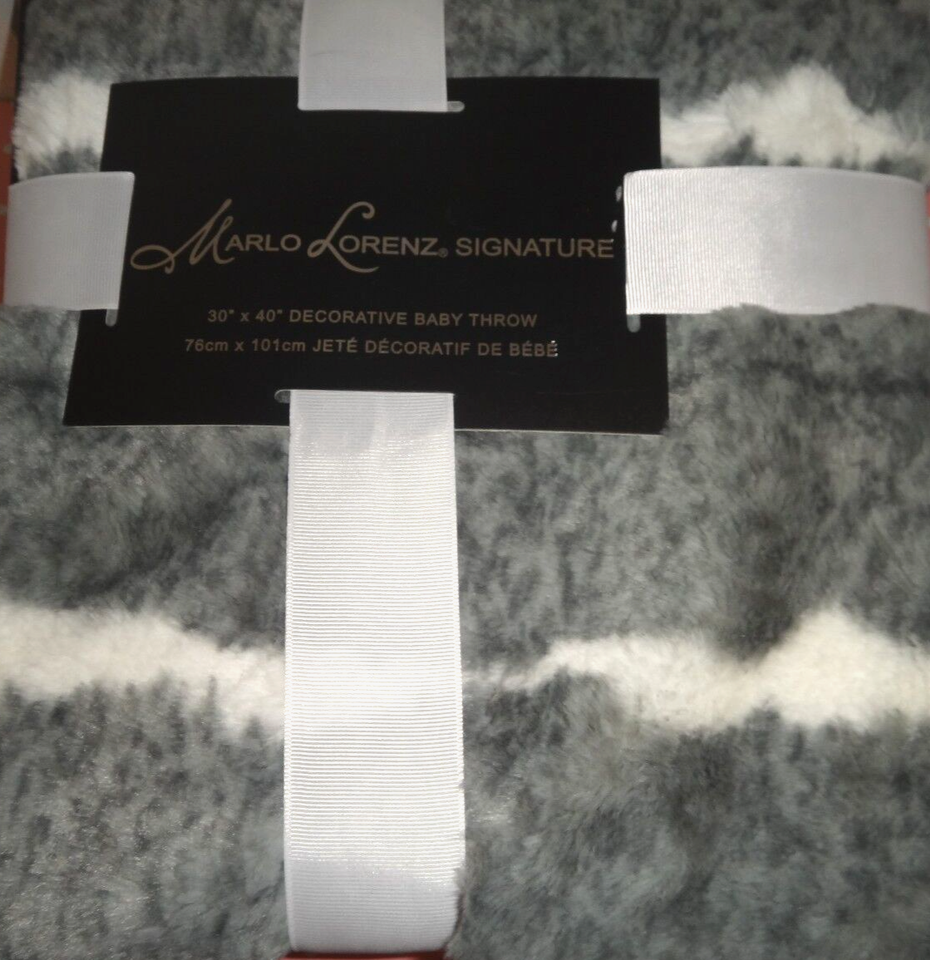 MARLO LORENZ SIGNATURE Baby Throw Blanket 30" x 40" Trooper Gray Danna ...