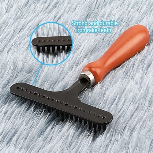 Metal Carpet Rake Wood Cleaning Brush New Shag Rug Rake for Home ...