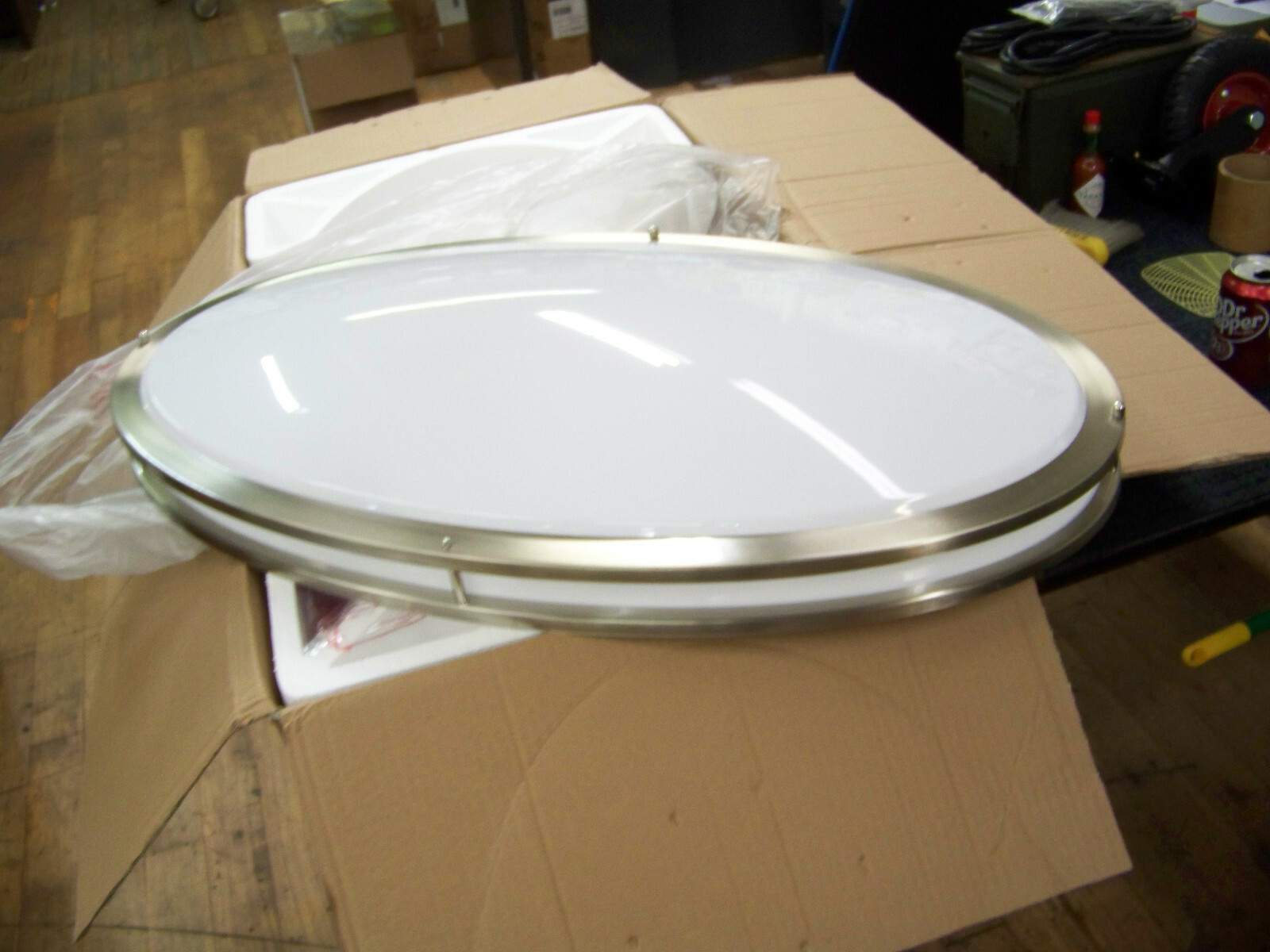Monument LED Flush Mount Oval Ceiling Fixture Brushed Nickel 32 1/4 ...
