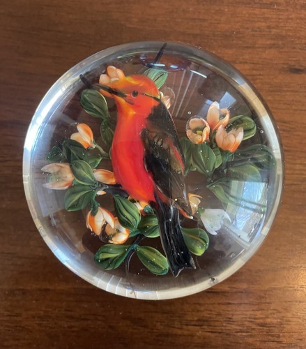 SIGNED LIMITED EDITION RICK AYOTTE RED BIRD & FLOWER Art Glass ...