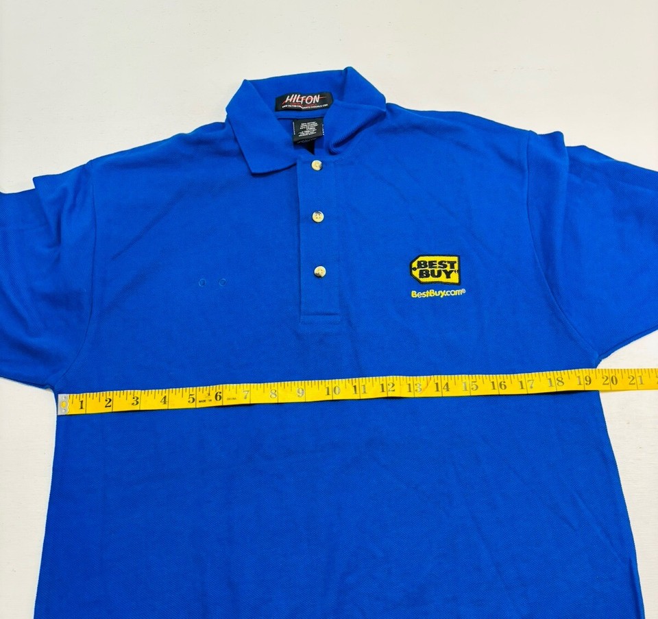 Best Buy Men's Medium Short Sleeve Blue Employee Members Hilton | eBay