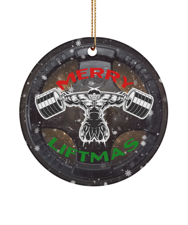 Merry Liftmas barbell bodybuilder Christmas tree ornament gift stocking ...