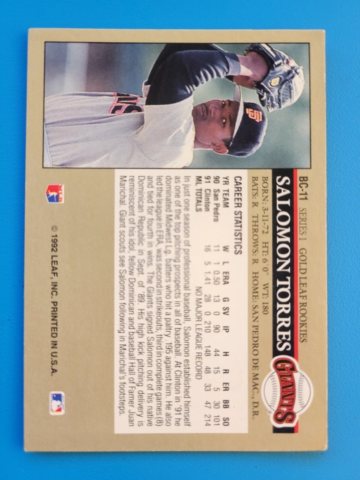 1992 Leaf bc11 Salomon Torres - rookie card | eBay