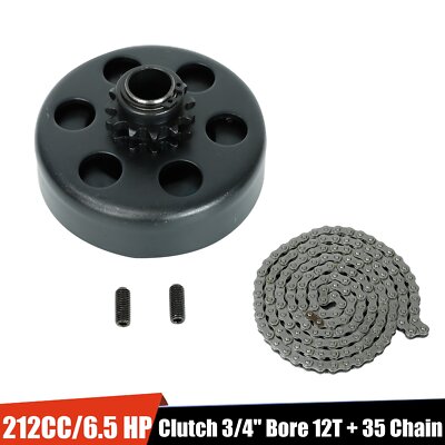 Engine 212CC Centrifugal Clutch 3/4" Bore 12 Tooth+35 Chain Up to 6.5 ...