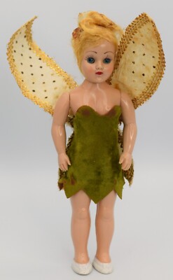 Vintage 1950s Tinker Bell Doll Sleepy Eyes 8" Tall Peter Pan Walt ...