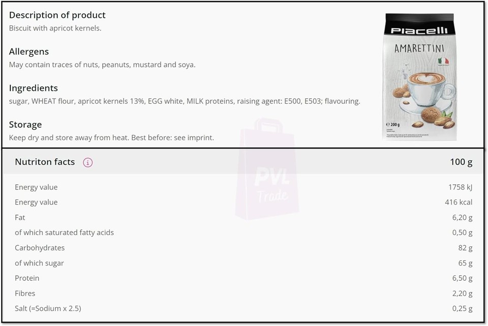 Piacelli Amaretti Biscuits Italian Apricot Kernel Biscuits Pack of 2 ...