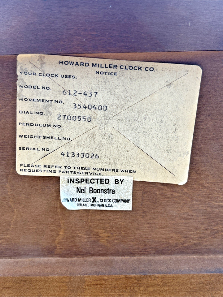 Vintage Howard Miller Mantel Clock 340-020 Chimes w/ Key For Parts | eBay