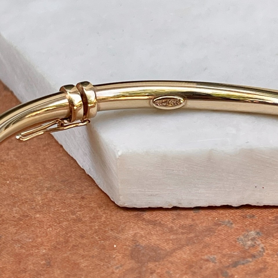 14KT Yellow Gold Polished-Finish 5mm Wave Hinge Bangle Stacking ...