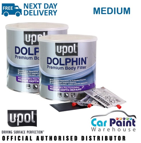 2 x U-POL Premium Dolphin Filler Medium Fill 3L Body Filler Putty UPOL ...