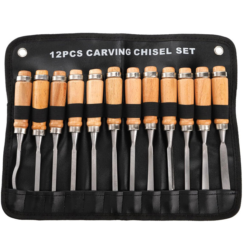 12Pcs Professional Wood Carving Hand Chisel Set Woodworking Lathe ...