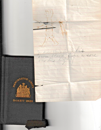 Manchester Unity IOOF 1923 Diary & Folk Art Drawing of Aviator in Blood ...