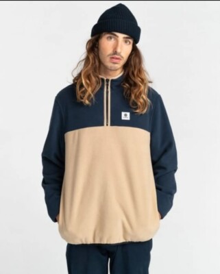 Element Skateboards Abenaki Quarter Zip Fleece Sweater Blue/Beige Size ...