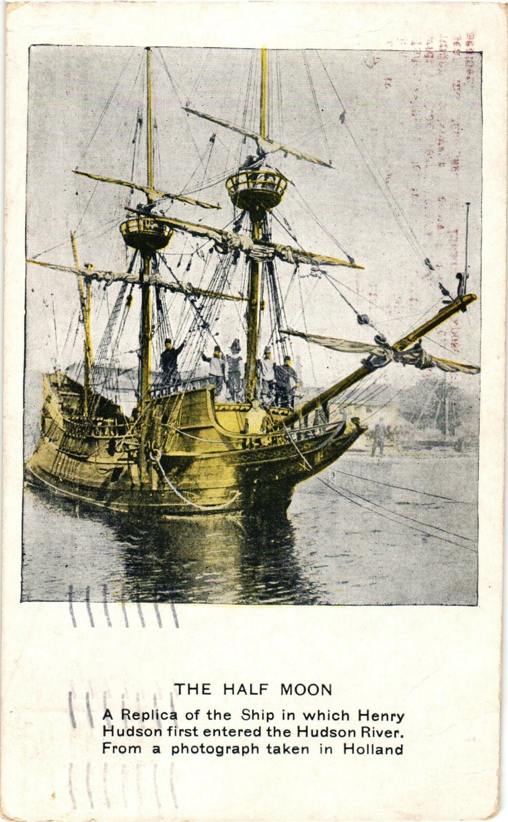 The Half Moon Ship Replica Manhattan New York Antique 1912 Postcard ...